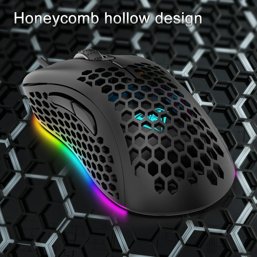 Aula F810 RGB Honeycomb USB Backlit Gaming Mouse -7 Button Macro ...