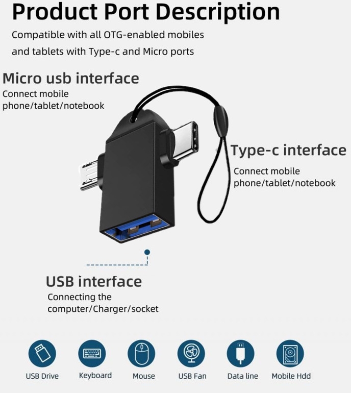 Usb Micro B To Usb C 2 In 1 USB 3.0 OTG Cable Nylon Braid Micro USB ...