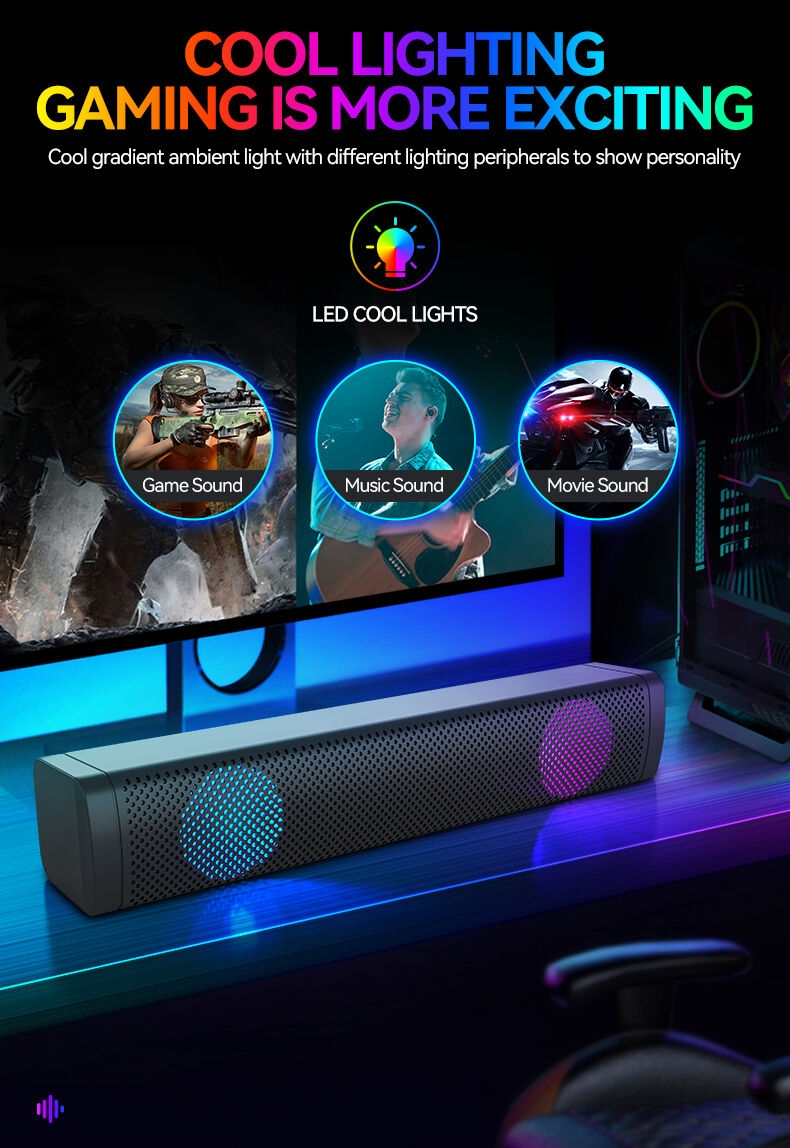 سعر T-Wolf S10 Luminous Computer Bar 2.0 Speaker - 3.5mm Jack + USB ...
