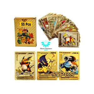 55 Pcs Pokemon Gold Foil Cards TCG Luxury Collector's