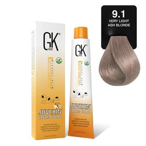 Cream Color, 9.1 Very Light Ash Blonde - 100ML - Gk Hair