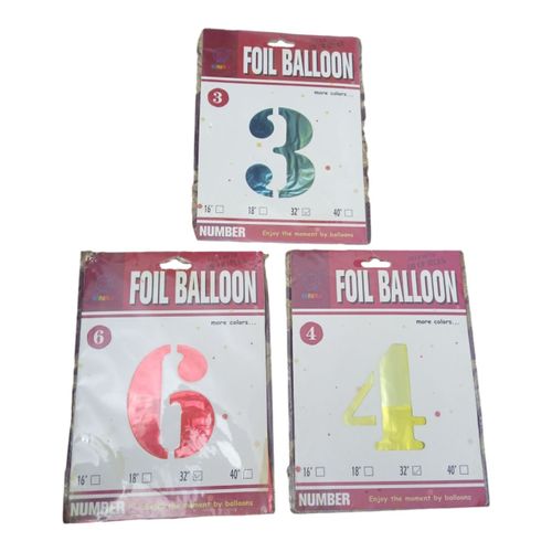 Generic 32 Inch Helium Balloons Numbers 3, 4, 6 For Birthdays And ...