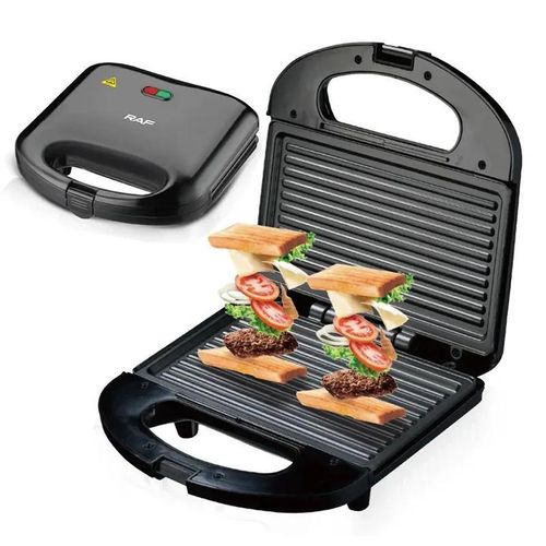 Electric sandwich grill, 750 watts, foldable, with LED