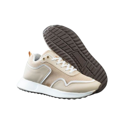 MEGA Shoes Zegzag Sneakers Shoes Leather & Trico - Comfort Sole - Beige ...