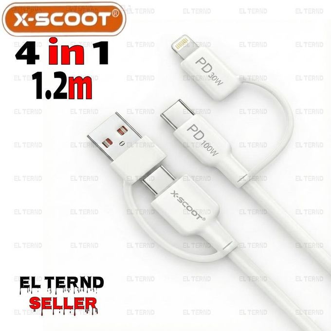 Fast Charging And Data Transfer 4 in 1 Cable 100W/30W with Detachable ...