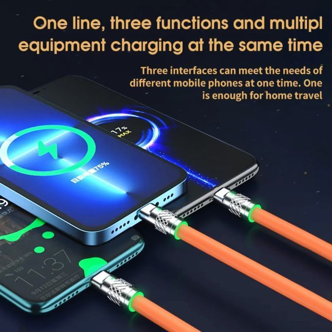 Charging Cable 3 In 1 (Type-C, Lightning, And Micro USB) - Generic ...