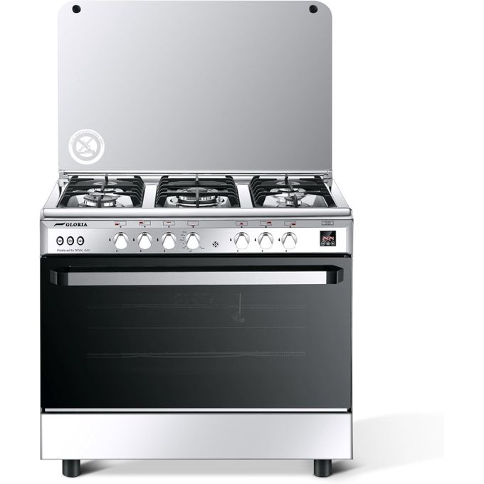 Gloria 90 Gas Cooker with Cast Iron, Digital Display, and