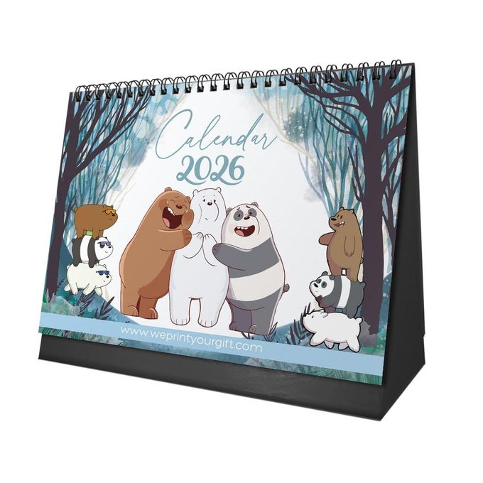 Cute Bears Desk Calendar 2026 – Colorful Design with Hard