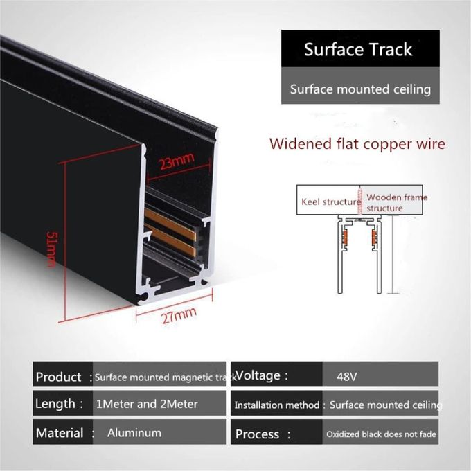 Magnetic track light system magnet ceiling recessed