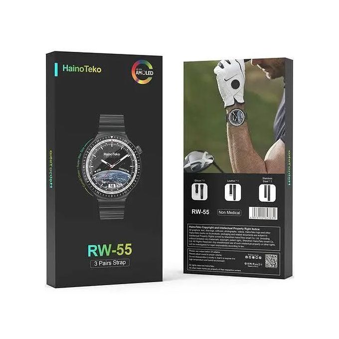 RW-55 Smart Watch with Super Max Curved AMOLED Display & 3 Straps ...