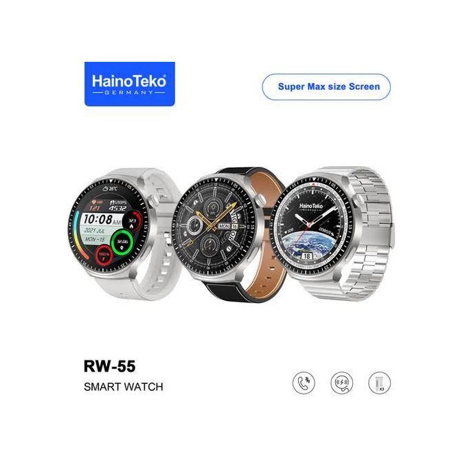 RW-55 Smart Watch with Super Max Curved AMOLED Display & 3 Straps ...
