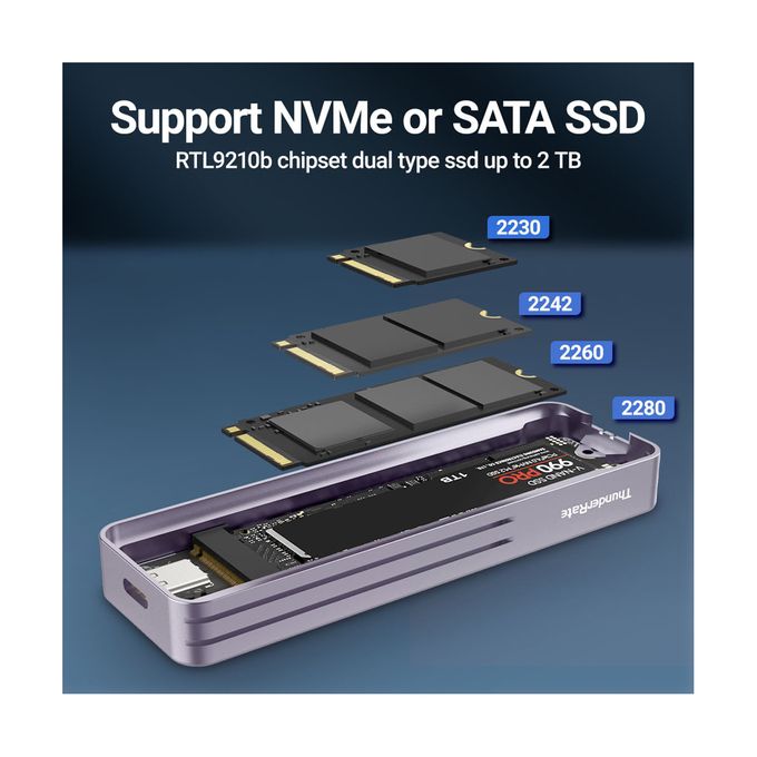Generic JEYI I9X Smart M.2 NVMe / SATA SSD Enclosure, USB 3.2 Gen 2 ...