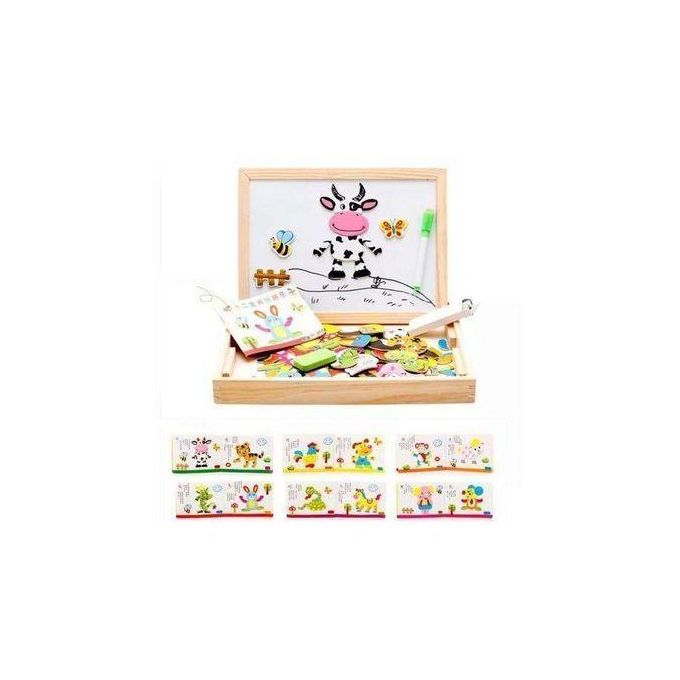 2-in-1 Wooden Magnetic Jigsaw Puzzle & Drawing Board