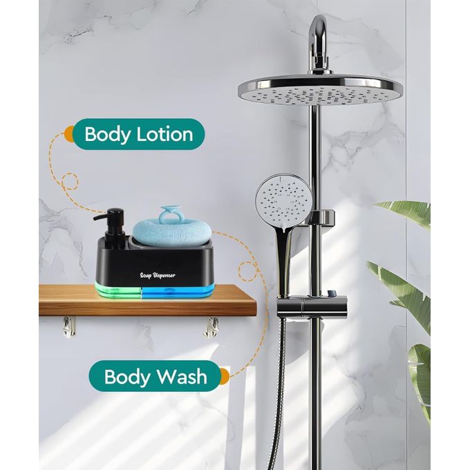 Multi-Use Dual Soap Pump Dispenser with Sponge Rack