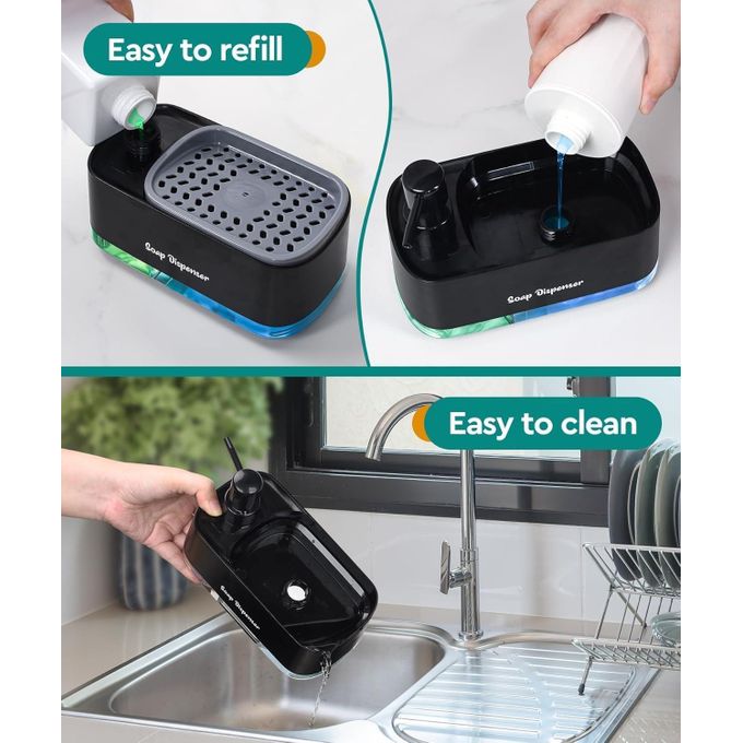 Multi-Use Dual Soap Pump Dispenser with Sponge Rack