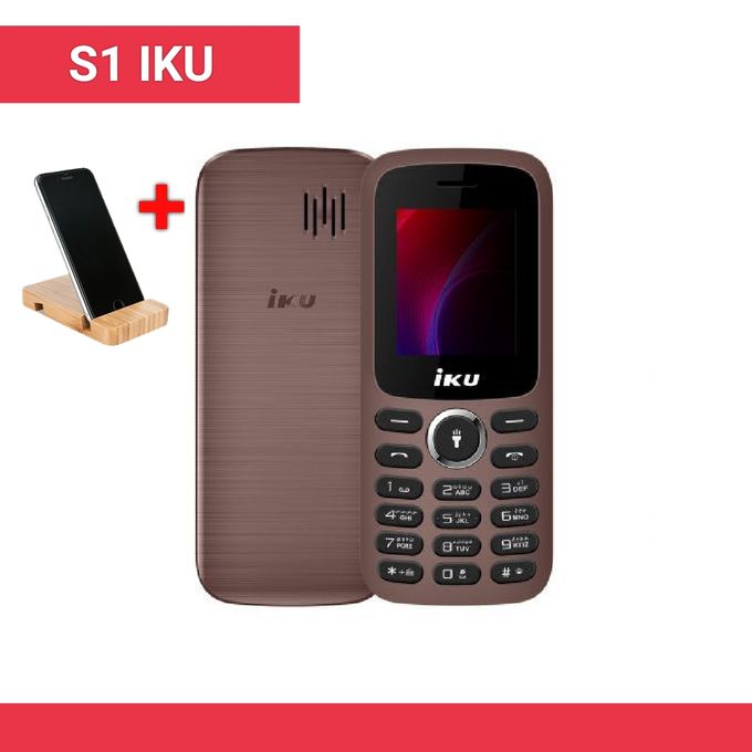 Iku S1 Mini Mobile Phone with 1.8 Inches Display - Brown + Free Mobile ...