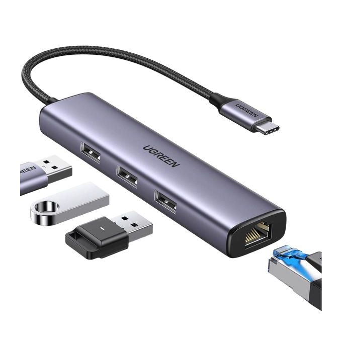(60600) USB C TO 3 Port USB 3.0 Hub with Gigabit Ethernet - Ugreen ...