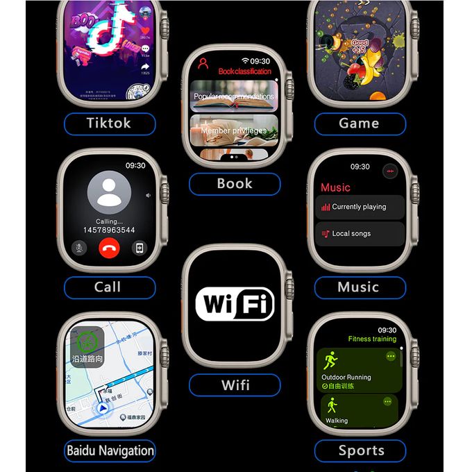 HK10 Ultra3 WF- WiFi AMOLED Super Smart Watch 2GB Always