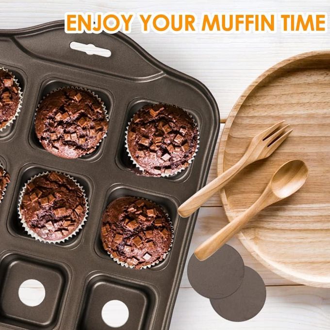 12 Cavity Mini Cheesecake Pan with Removable Bottom, All Edges Brownie ...