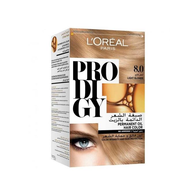 L'Oreal Paris Prodigy Permanent Oil Hair Color - 8.0 Light Blonde - 60g ...