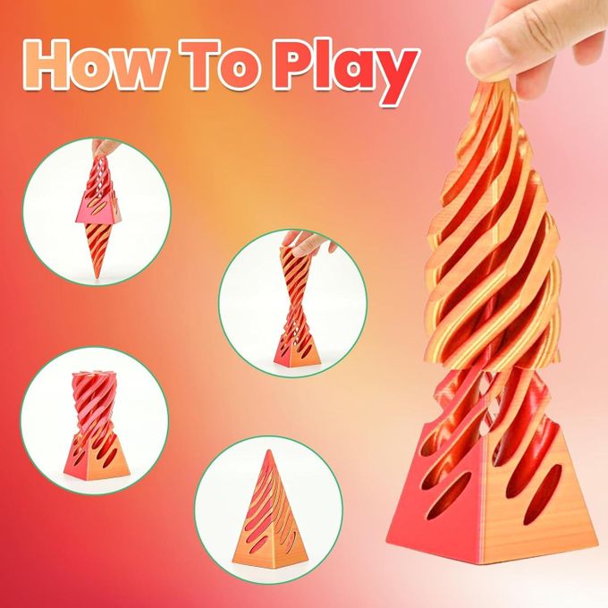 Impossible Pyramid Passthrough Sculpture, 3D Printed Spiral Cone Fidget ...