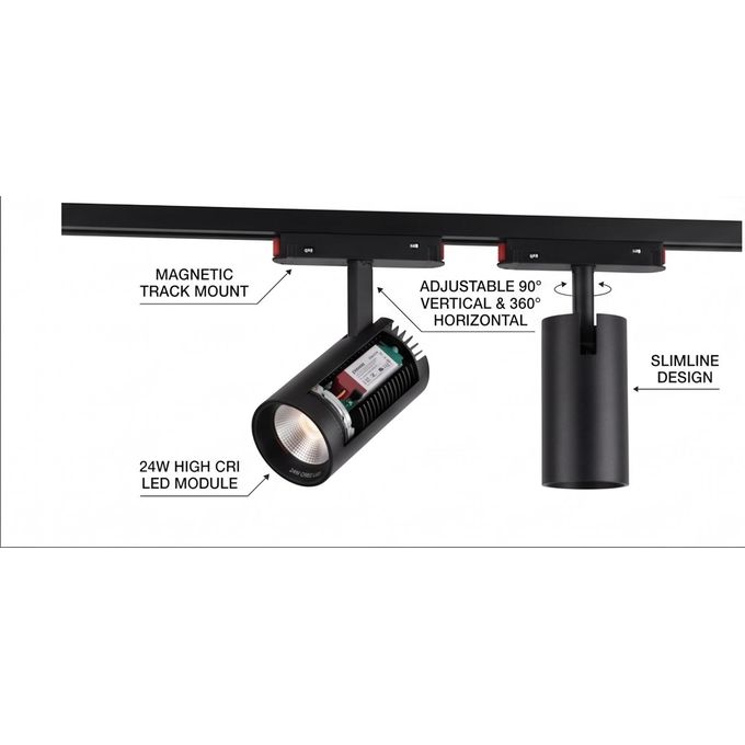 24W CREE LED Magnetic Track Light – High CRI Adjustable