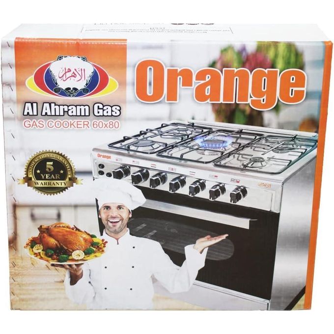 5-burner gas stove, 60 x 80 cm, fully stainless steel, from Al-Ahram ...