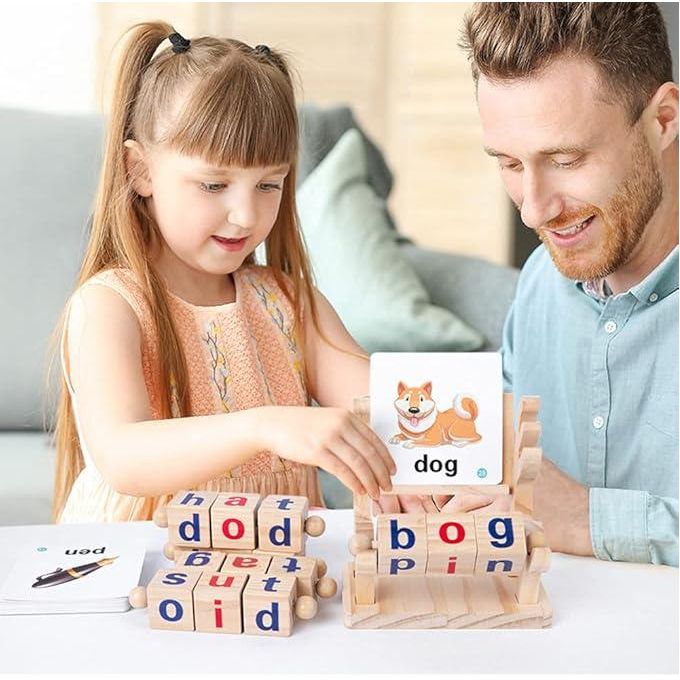 Wooden Reading Blocks Short Vowel Rods Spelling Games, Flash Cards ...