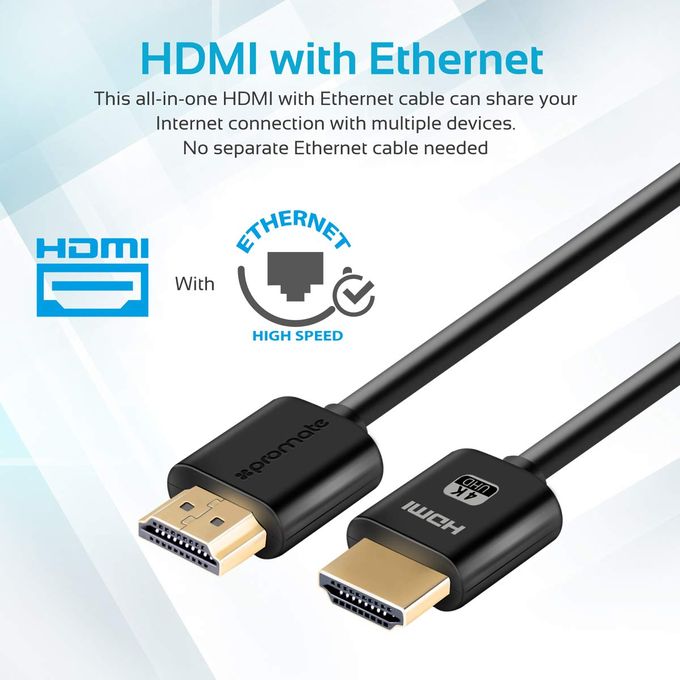 تسوق Promate 4k hdmi cable, high-speed 1.5 meter hdmi cable with 24k ...