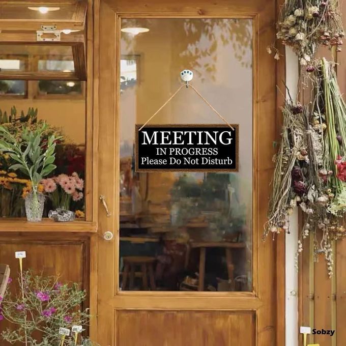 Meeting in Progress Please Do Not Disturb Wood Hanging Door