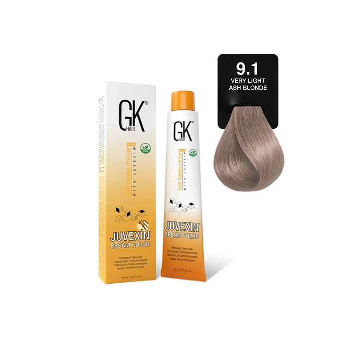 Cream Color, 9.1 Very Light Ash Blonde - 100ML - Gk Hair