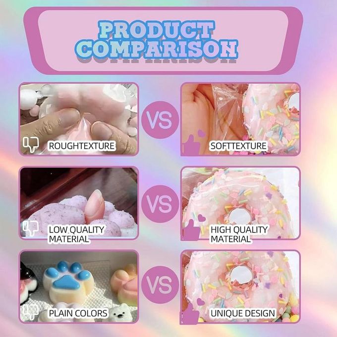 Pack Of 2 Anti-Stress Toy Mochi Squishy Doughnut Squish Toys Mini ...