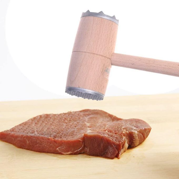 Meat Tenderizer Hammer Wooden Steak Double Sided Stainless